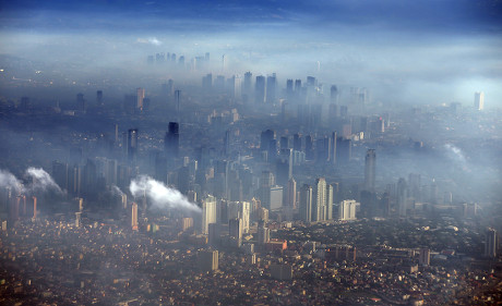 Aerial View Smog Over Skyscrapers Metropolis Editorial Stock Photo ...
