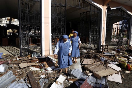 Filipino Nuns Walk Out Damaged Church Editorial Stock Photo - Stock ...