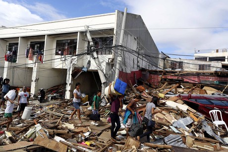 Filipino Survivors Carry Their Posessions Super Editorial Stock Photo ...