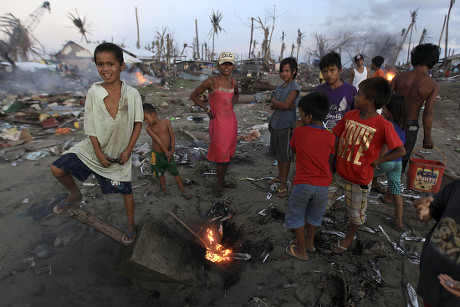 Filipino Children Burn Copper Wires Typhoon Editorial Stock Photo ...