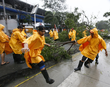 Filipino Workers Clear Street Debris Caused Editorial Stock Photo ...