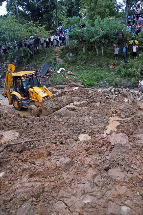 Landslide Area Being Excavated By Bulldozer Editorial Stock Photo ...