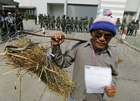 Thai Rice Farmers Face Riot Police Editorial Stock Photo - Stock Image ...