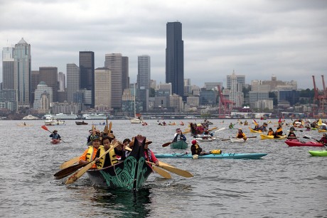 Protesters On Kayaks Gather During Shellno Editorial Stock Photo ...