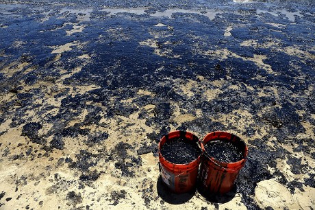 Buckets Filled Oil Sludge Placed Near Editorial Stock Photo - Stock ...