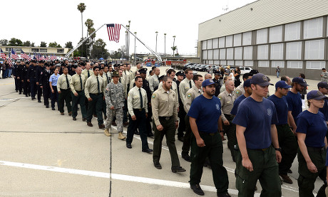 Firefighters Pass Procession During Ceremony Honoring Editorial Stock ...