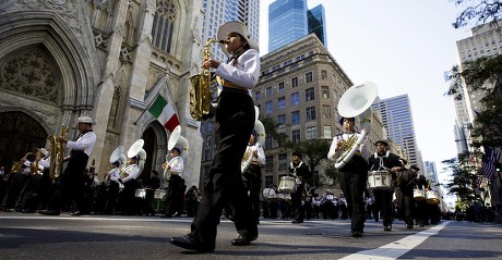 Marching Band Walks Fifth Avenue During Editorial Stock Photo - Stock ...