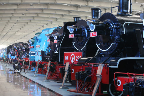 Steam Locomotives Lined On Display Steam Editorial Stock Photo - Stock ...