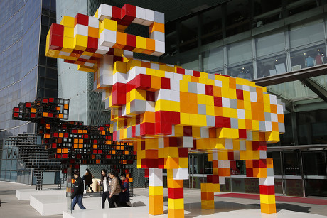 People Walk Past Three Goat Decorations Editorial Stock Photo - Stock ...