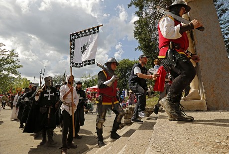 People Dressed Knights March Formation During Editorial Stock Photo ...