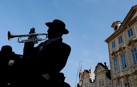 Carival Goers Play Trumpet During Malostranky Editorial Stock Photo ...