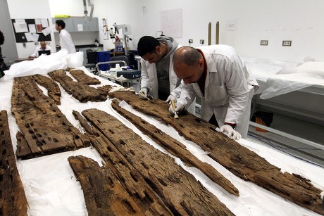 Egyptian Archeological Restoration Technicians Work On Editorial Stock ...