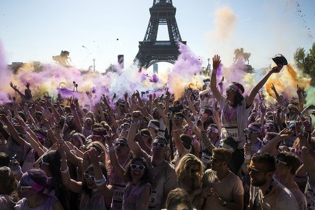 People Celebrate Their Arrival Throwing Colourful Editorial Stock Photo ...