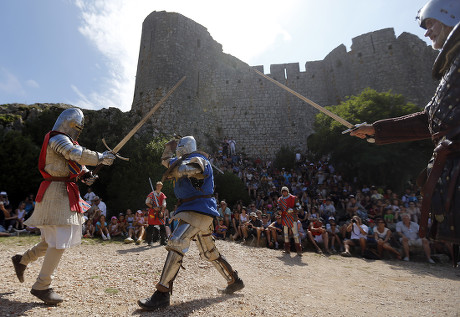 Men Wearing Knight Costumes Fight They Editorial Stock Photo - Stock ...