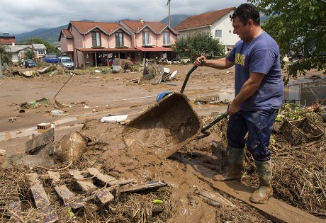 Man Throws Out Mud His Flooded Editorial Stock Photo - Stock Image ...