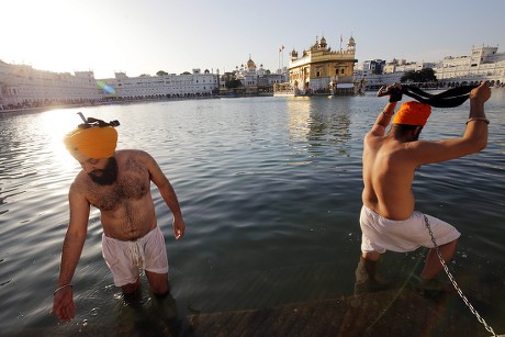 Baptized Sikh Men Take Holy Dip Editorial Stock Photo - Stock Image ...