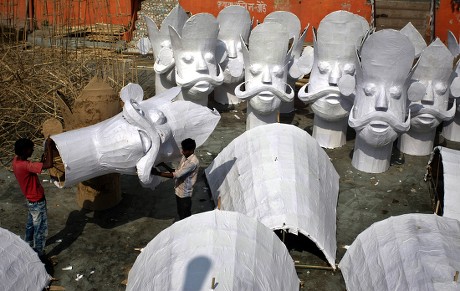 Indian Artists Prepare Effigies Mythical Demon Editorial Stock Photo ...