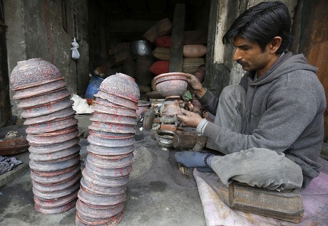 Kashmiri Copper Smith Works On Copper Editorial Stock Photo - Stock ...