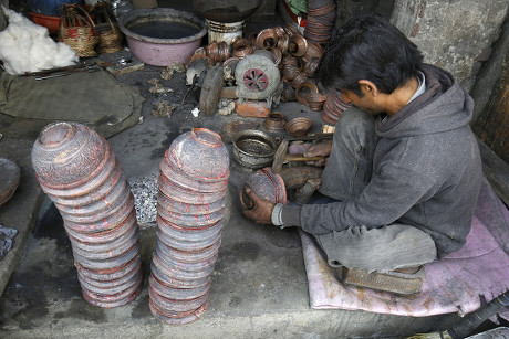 Kashmiri Copper Smith Works On Copper Editorial Stock Photo - Stock ...