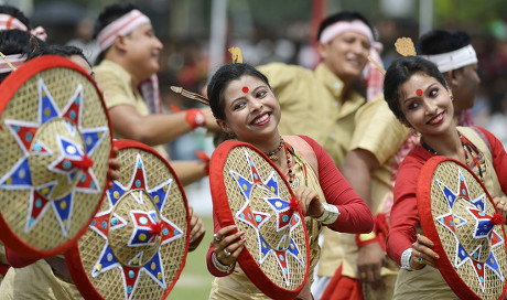 Assamese Indian Perform Bihu Dance During Editorial Stock Photo - Stock ...