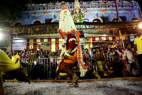 Indian Hindu Temple Priest Walks Barefoot Editorial Stock Photo - Stock ...
