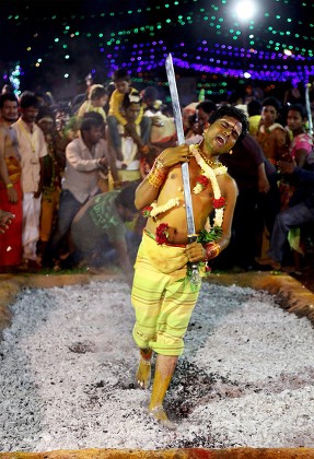 Indian Hindu Devotee Walks Barefoot Over Editorial Stock Photo - Stock ...