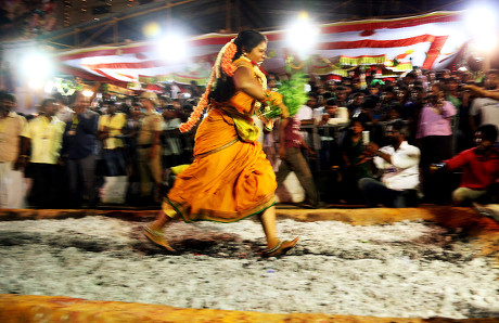 Indian Hindu Devotee Walks Barefoot Over Editorial Stock Photo - Stock ...