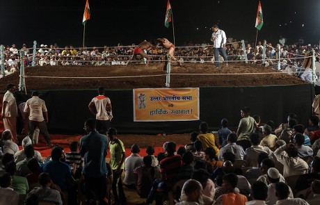 Wrestlers Action During Indian Traditional Wrestling Editorial Stock ...