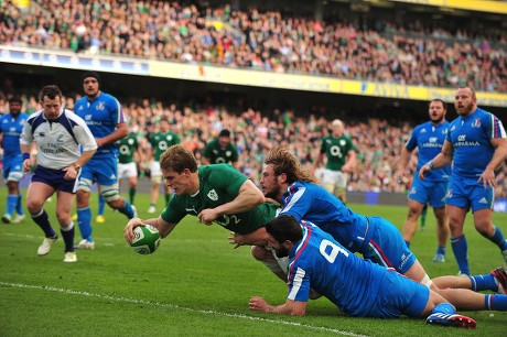 Irelands Andrew Trimble Scores Try During Editorial Stock Photo - Stock ...