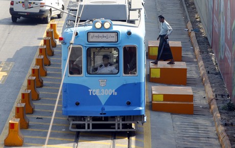 Passanger Gets Onto Electric Train Yangon Editorial Stock Photo - Stock ...