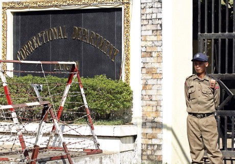 Prison Guard Stands Outside Insein Prison Editorial Stock Photo - Stock ...