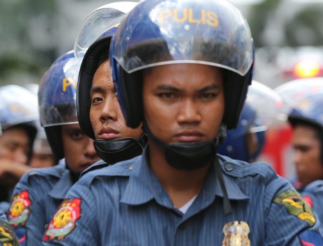 Filipino Riot Police Officers Stand Guard Editorial Stock Photo - Stock ...