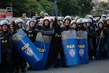 Filipino Antiriot Police Cheer Fellow Police Editorial Stock Photo ...