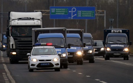 Police Car Leads Convoy Special Cars Editorial Stock Photo - Stock ...