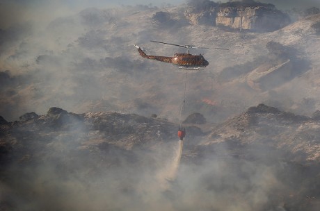 Fire Fighting Helicopter Flies Through Thick Editorial Stock Photo ...