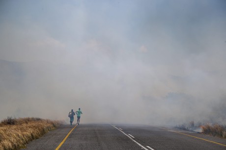 Men Run Through Thick Smoke Fire Editorial Stock Photo - Stock Image ...