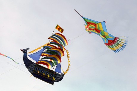 Colorful Uniquely Shaped Kites Fly During Editorial Stock Photo - Stock ...