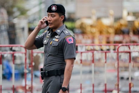 Police Officer Uses Mobile Phone Investigative Editorial Stock Photo ...