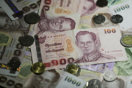 Thai Baht Banknotes Coins Pictured Bangkok Editorial Stock Photo ...
