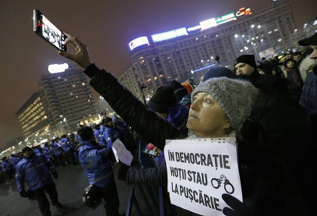 Woman Holds Placard While Taking Selfie Editorial Stock Photo - Stock ...