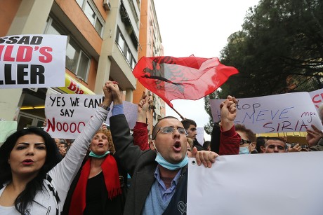 Albanian Citizens Shout Slogans They Take Editorial Stock Photo - Stock ...