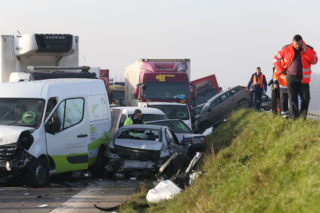 Emergency Workers Scene Multiple Vehicle Accident Editorial Stock Photo ...