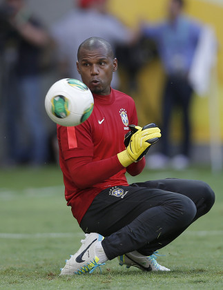 Brazils Goalkeeper Jeferson Action During Training Editorial Stock ...