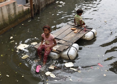 Cambodian Children Use Makeshift Raft Float Editorial Stock Photo ...