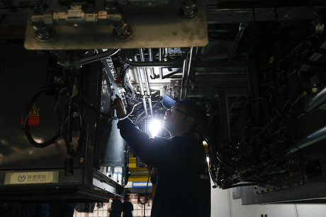 Technician Conducts Inspection Under Train Car Editorial Stock Photo ...