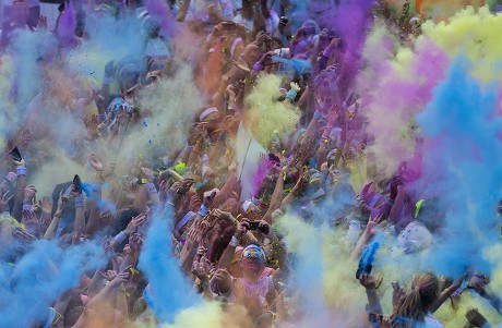 People Throw Colourful Chalk Powder After Editorial Stock Photo - Stock ...