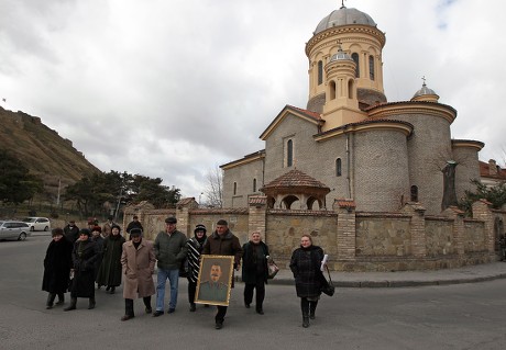 Georgians Carry Portrait Former Soviet Dictator Editorial Stock Photo ...