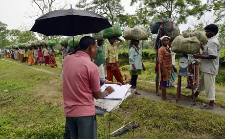 Indian Tea Workers Wait Queue Deposit Editorial Stock Photo - Stock ...