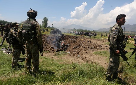 Indian Army Soldiers Inspect Site Where Editorial Stock Photo - Stock ...
