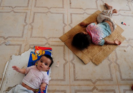 Iraqi Babies Sleep Refugee Camp Near Editorial Stock Photo - Stock ...